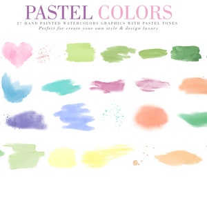 Pastel Watercolor Brush Strokes Clipart. Pastel Watercolor - Etsy