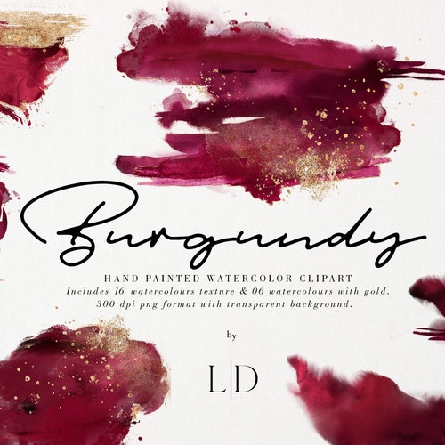 Watercolor Splash Brush Strokes Clipart Abstract Burgundy - Etsy