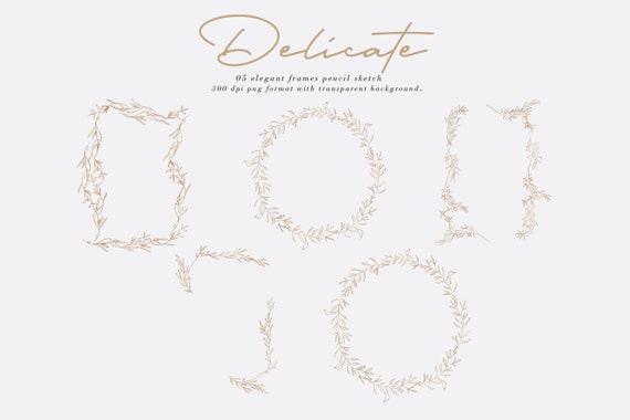 Clip Art Art & Collectibles Delicate Hand drawn floral line clip art ...