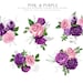 Pink and Purple Floral Bouquets Clipart Digital Instant - Etsy