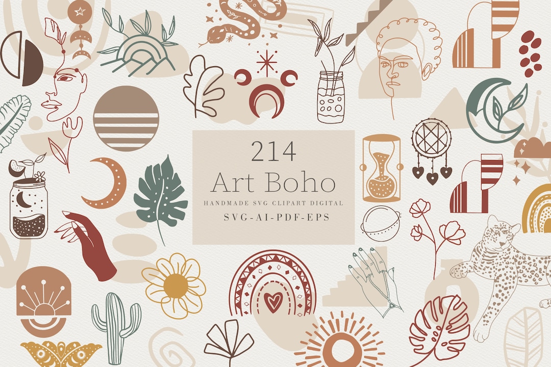 Art Boho Svg Bundle Hand Drawn Abstract Svg Boho Svg - Etsy Canada