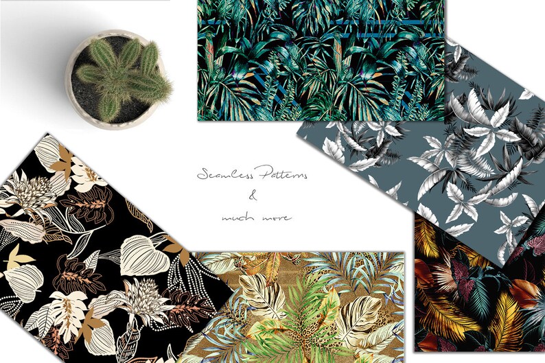 Tropical Leaves Digital Paper Leaf Clip Art Greenery Clipart - Etsy