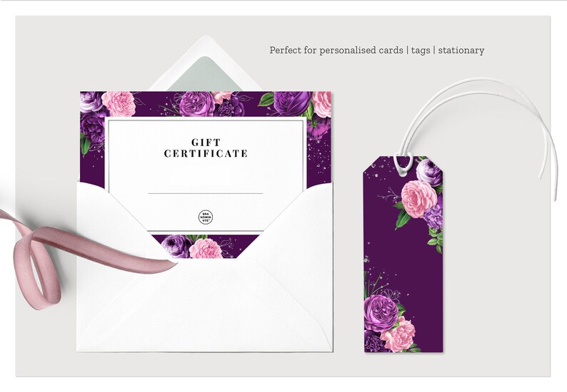 Pink and Purple Floral Bouquets Clipart Digital Instant - Etsy