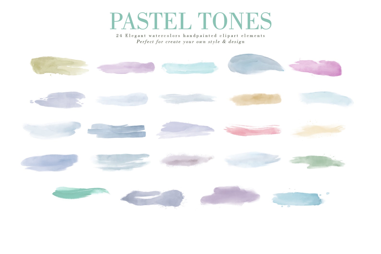 Pastel Watercolor Brush Strokes Clipart Stroke Watercolor - Etsy