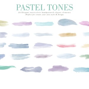 Pastel Watercolor Brush Strokes Clipart Stroke Watercolor - Etsy