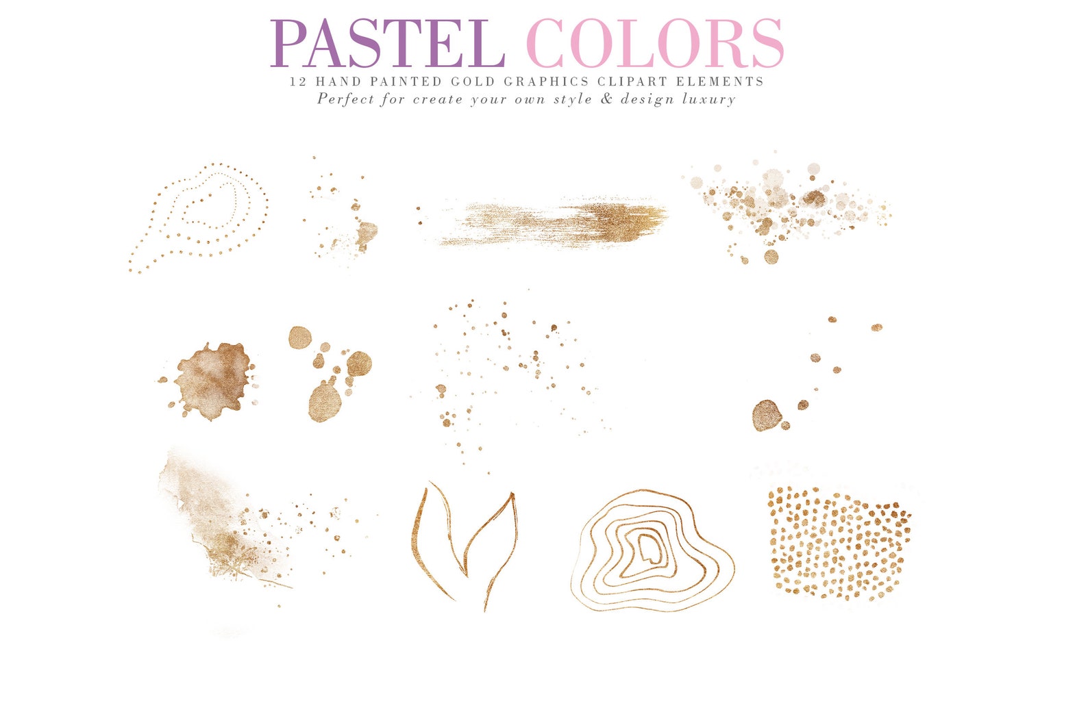 Pastel Watercolor Brush Strokes Clipart. Pastel Watercolor - Etsy
