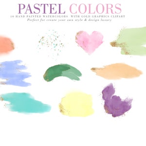 Pastel Watercolor Brush Strokes Clipart. Pastel Watercolor - Etsy