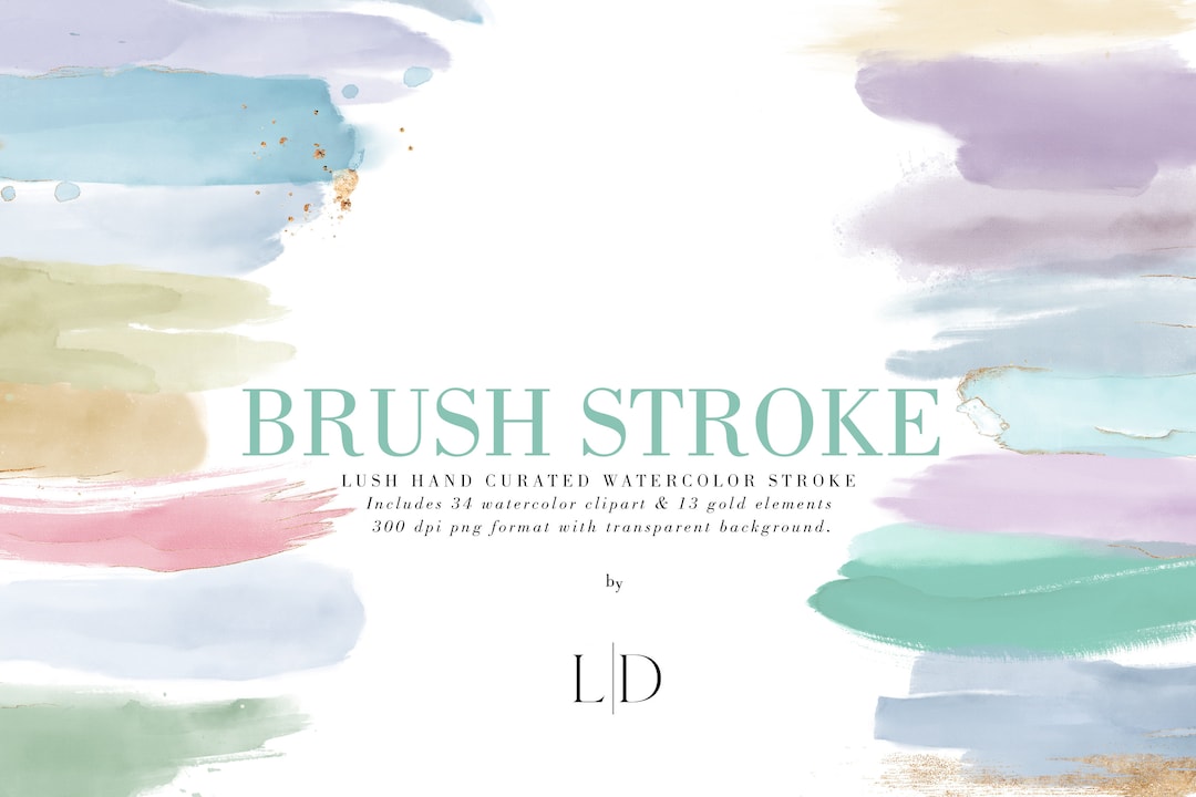 Pastel Watercolor Brush Strokes Clipart Stroke Watercolor - Etsy