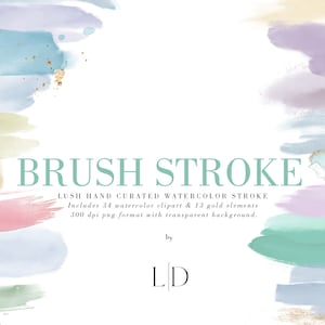 Pastel Watercolor Brush Strokes Clipart Stroke Watercolor - Etsy