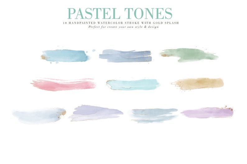 Pastel Watercolor Brush Strokes Clipart Stroke Watercolor - Etsy