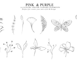 Pink and Purple Floral Bouquets Clipart Digital Instant - Etsy