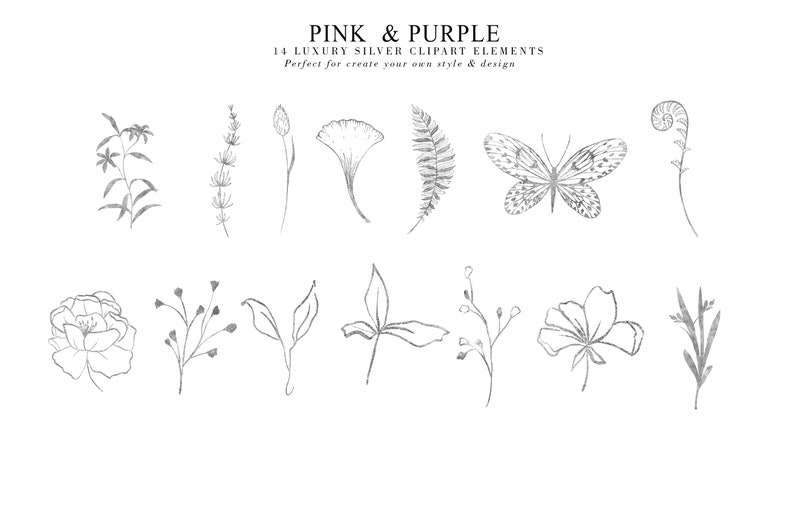 Pink and Purple Floral Bouquets Clipart Digital Instant - Etsy