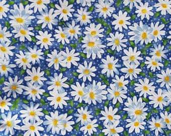 Blue Daisy Fabric | Etsy