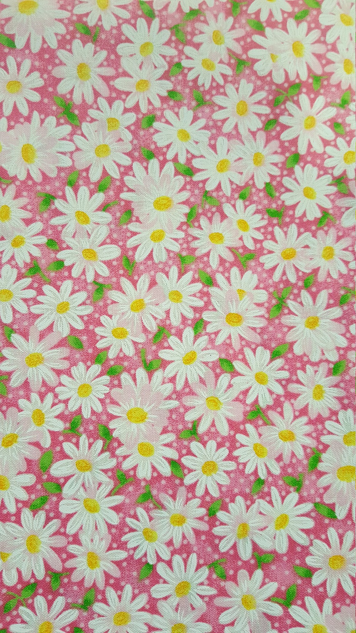 Packed Daisy-pink, Small Daisy Print on Pink Background, Cotton ...