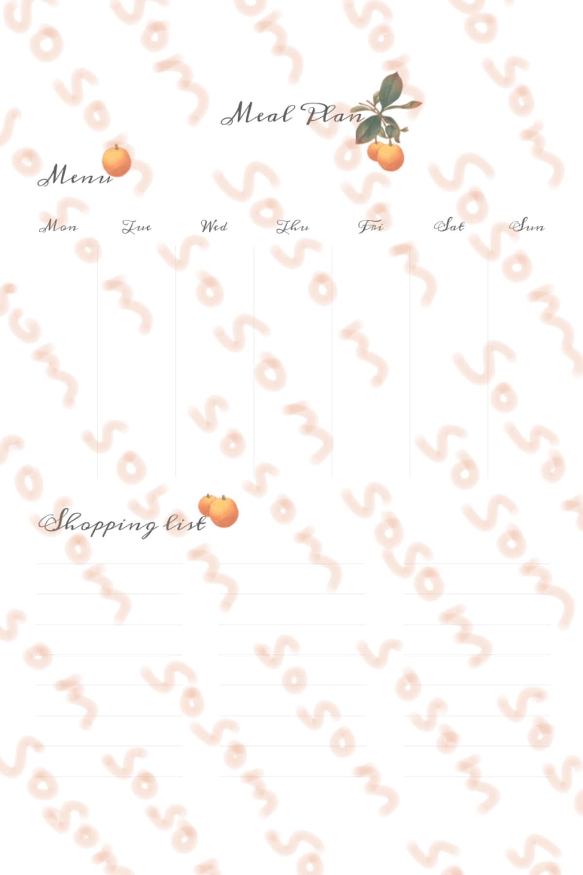 Digital Printable Weekly Meal Planner Minimalist Planner Etsy