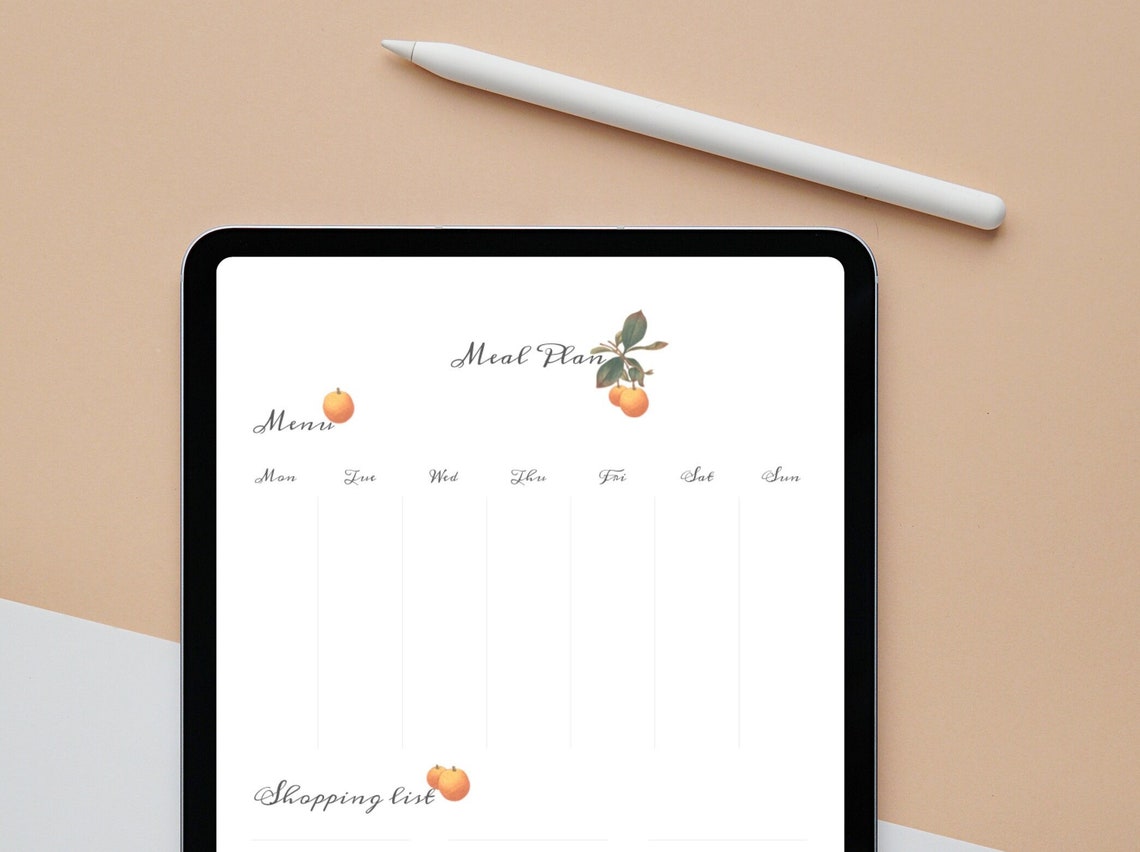 Digital Printable Weekly Meal Planner Minimalist Planner Etsy