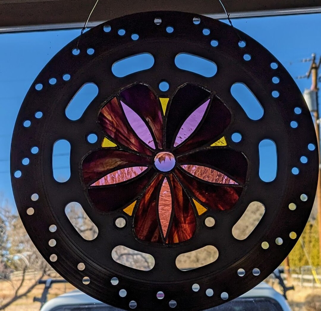 Stained Glass in Repurposed Motorcycle Disc - Etsy