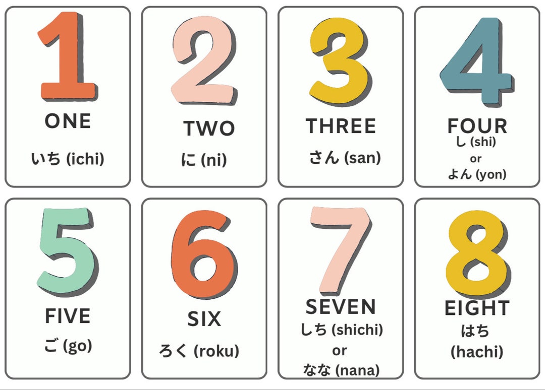 Japanese Numbers Toddlers Flash Cards - Etsy