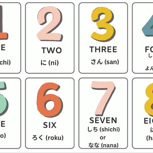 Japanese Numbers Toddlers Flash Cards - Etsy