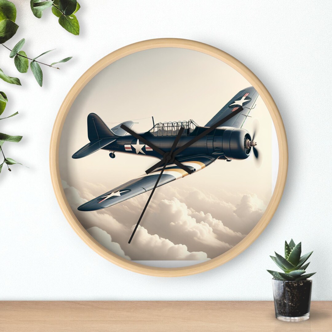 Vintage Airplane Wall Clock - Pilot Gift, Aviation Decor, Unique ...
