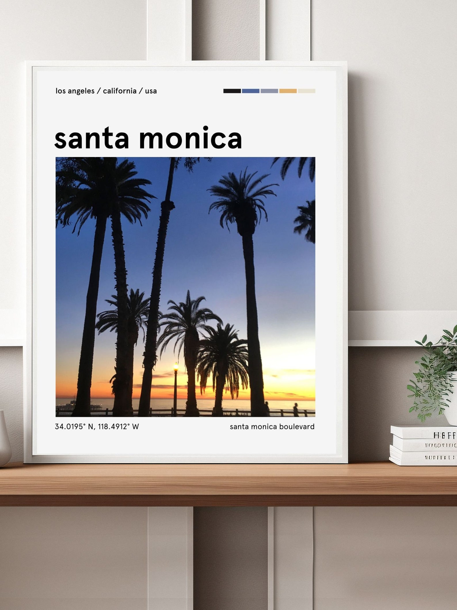 Mini Travel Poster, Santa Monica, 8x11", LA Print, Travel Photography ...