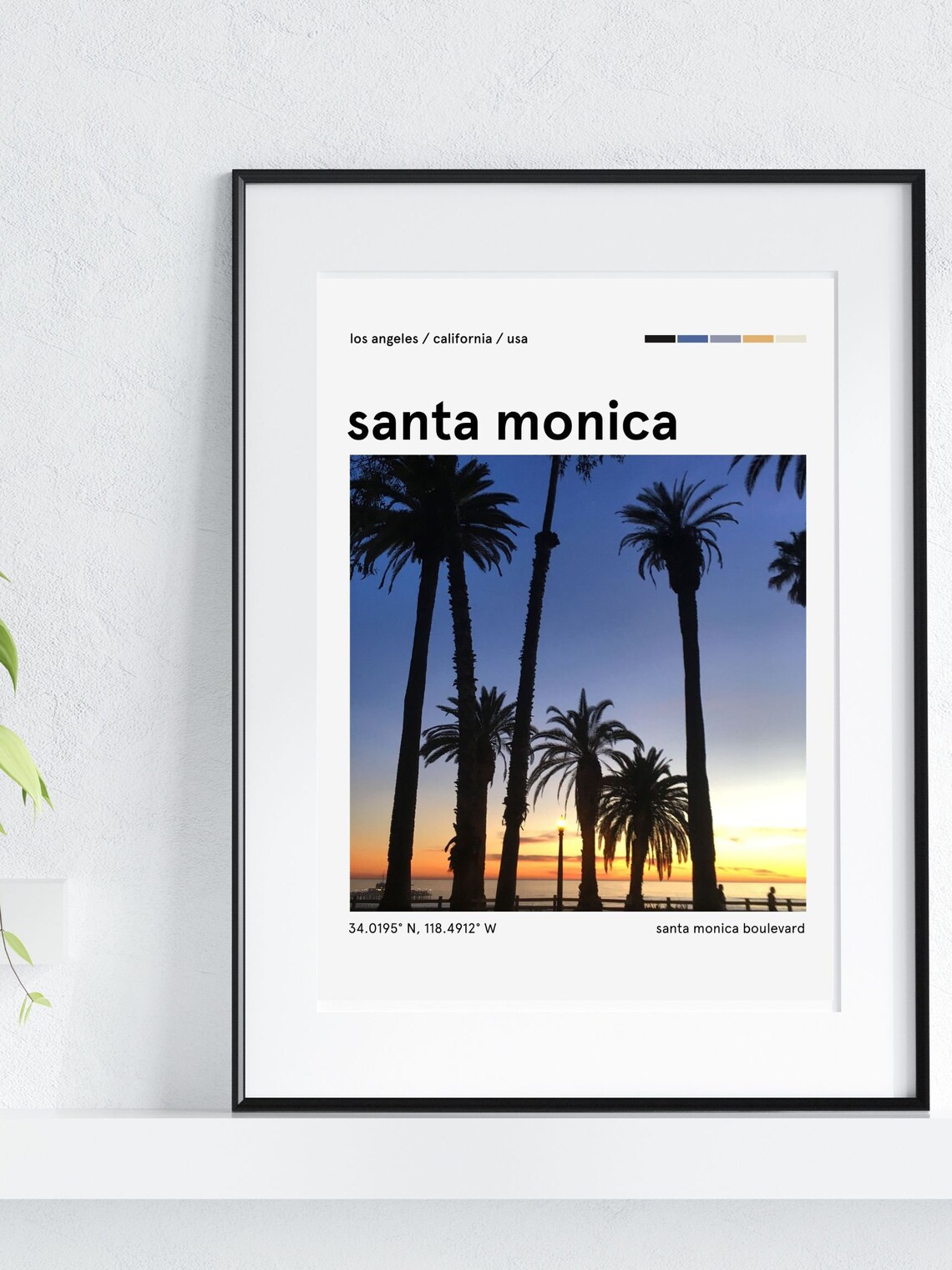 Mini Travel Poster, Santa Monica, 8x11", LA Print, Travel Photography ...