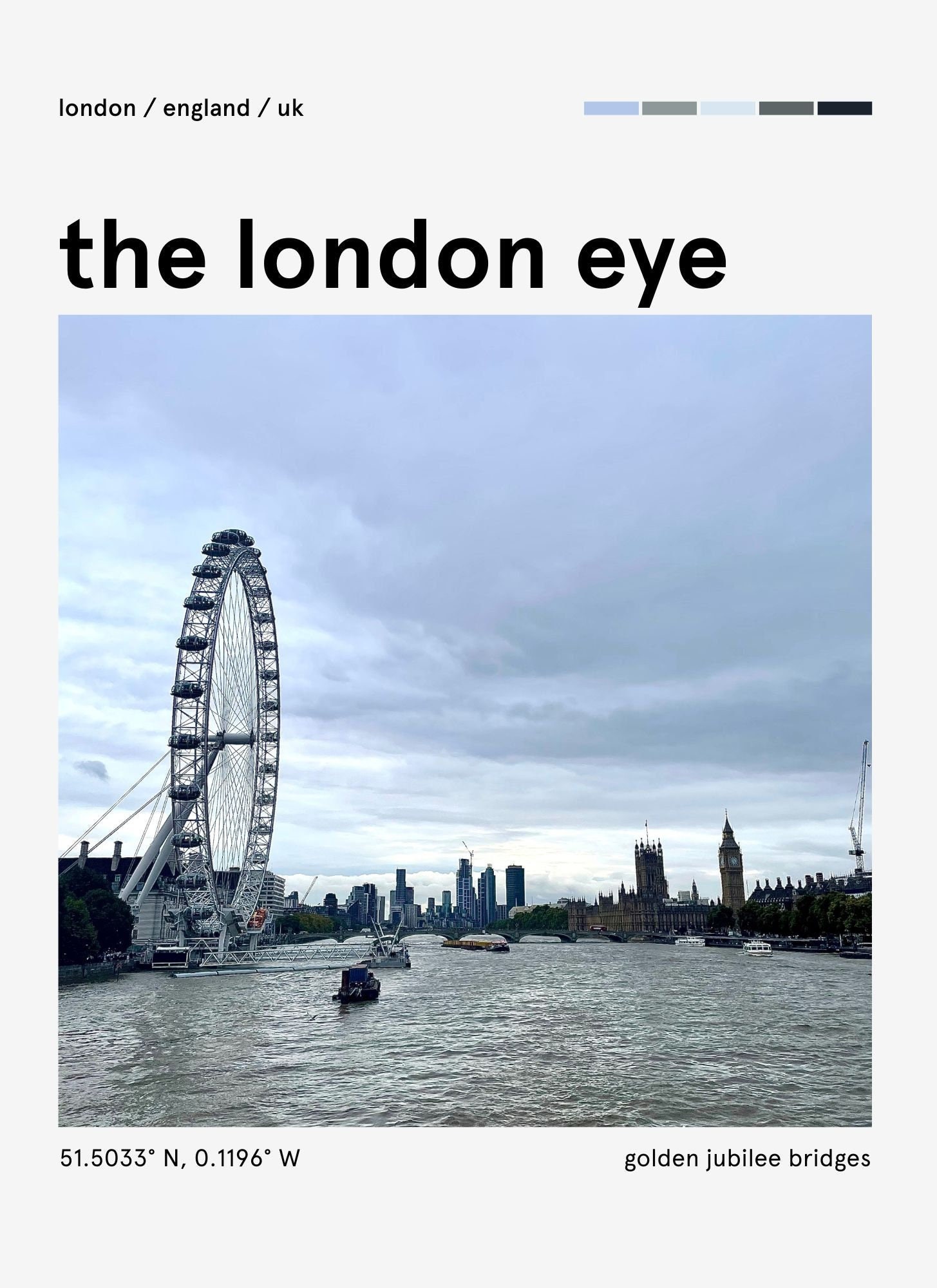 Mini Travel Poster, the London Eye, London, 8"x11", Travel Photography ...