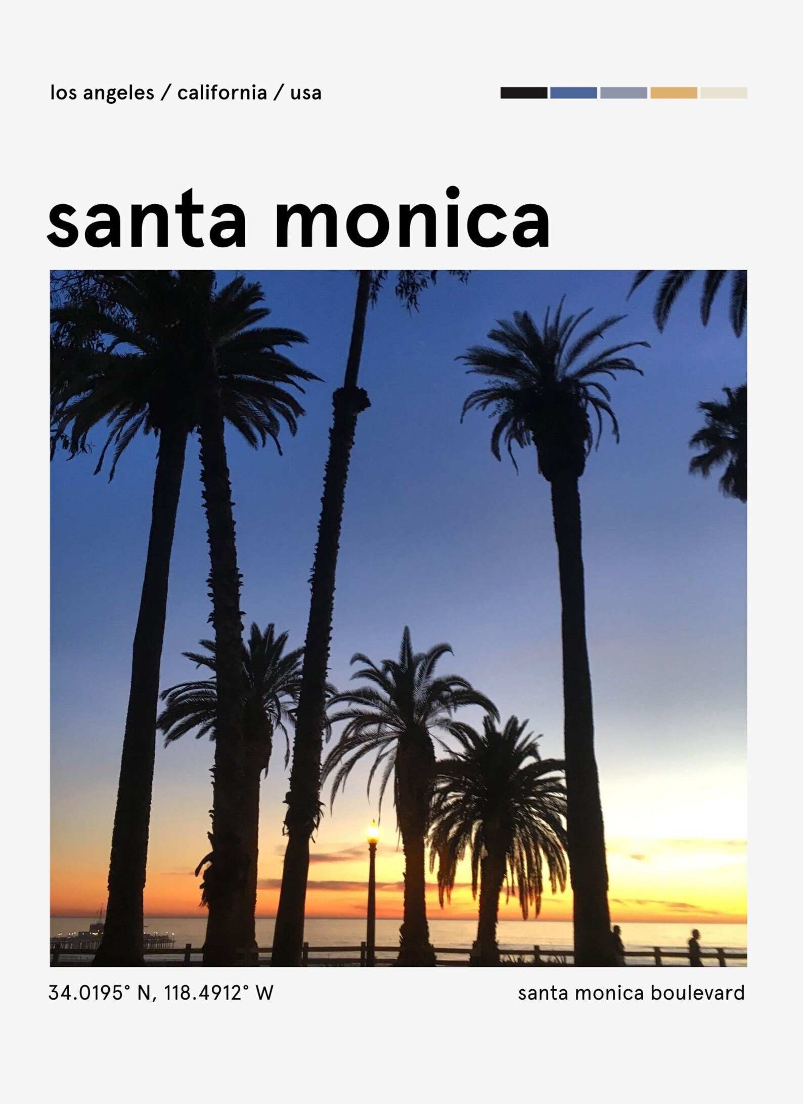 Mini Travel Poster, Santa Monica, 8x11", LA Print, Travel Photography ...