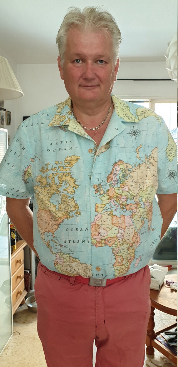 Men's Heavy Cotton World Map Shirt | Etsy