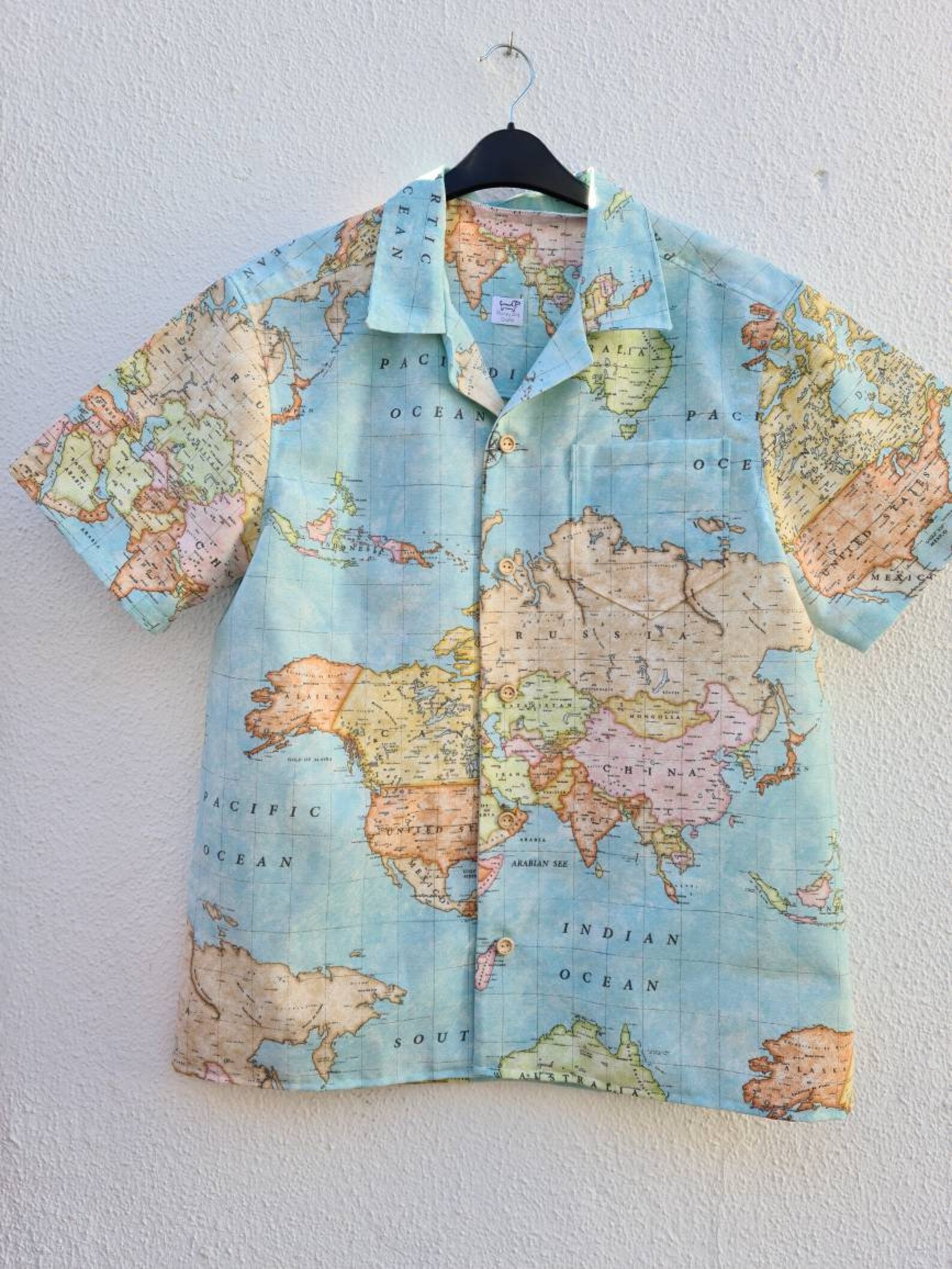 Men's Heavy Cotton World Map Shirt - Etsy