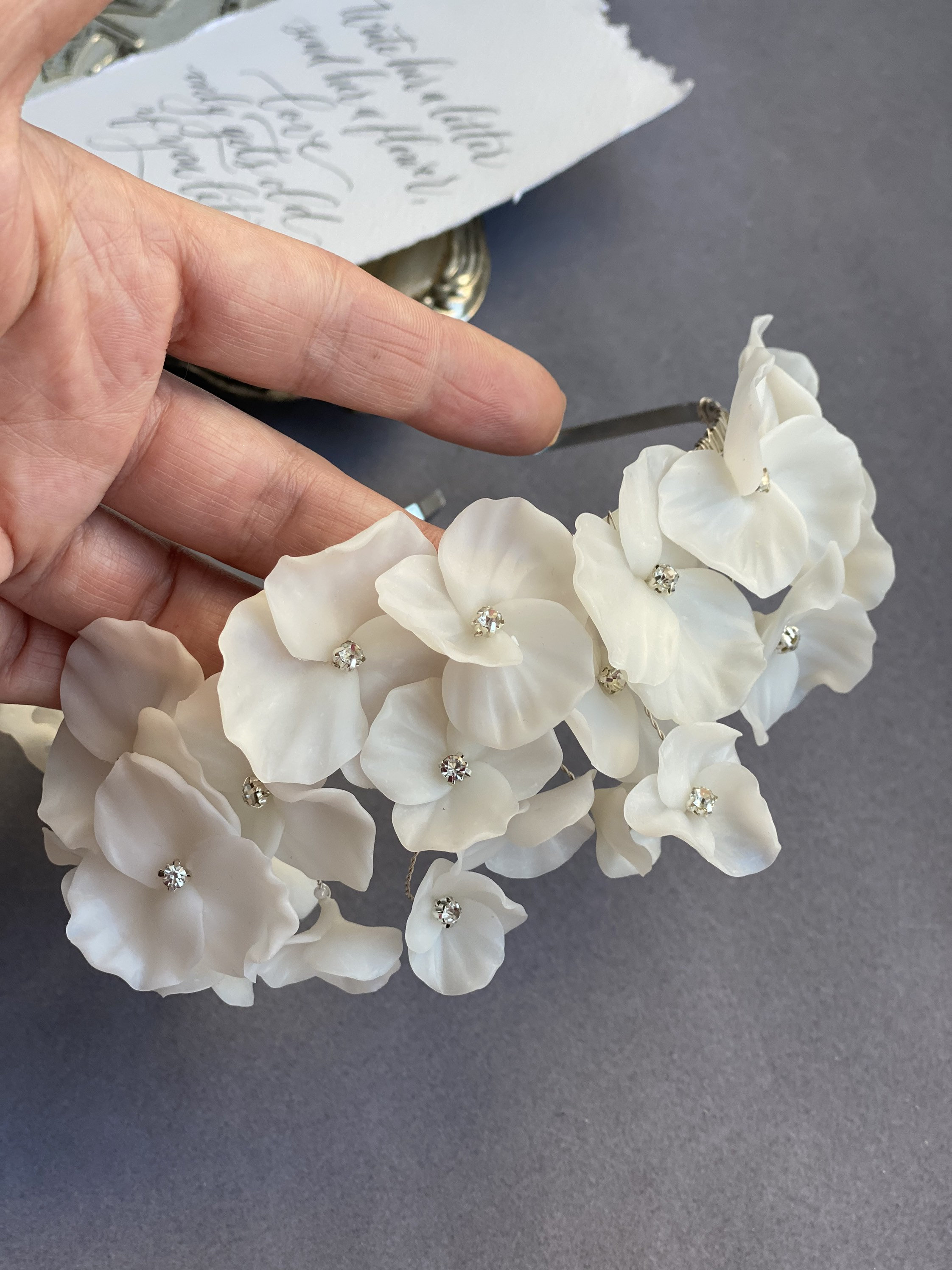 Floral Tiara Clay Flower Tiara White Floral Crown Wedding - Etsy UK