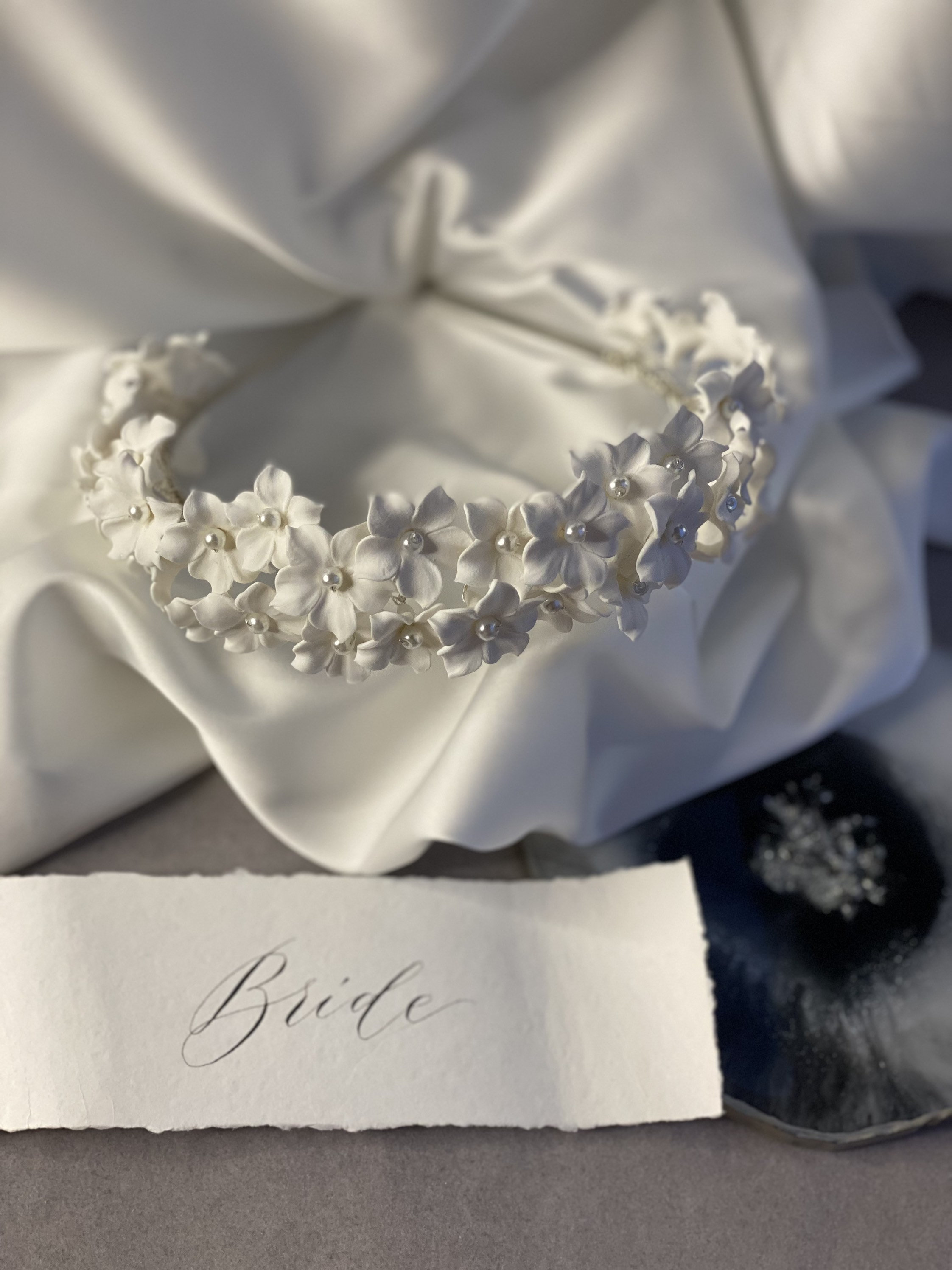 Clay Flower Tiara Floral Tiara White Floral Crown Wedding - Etsy