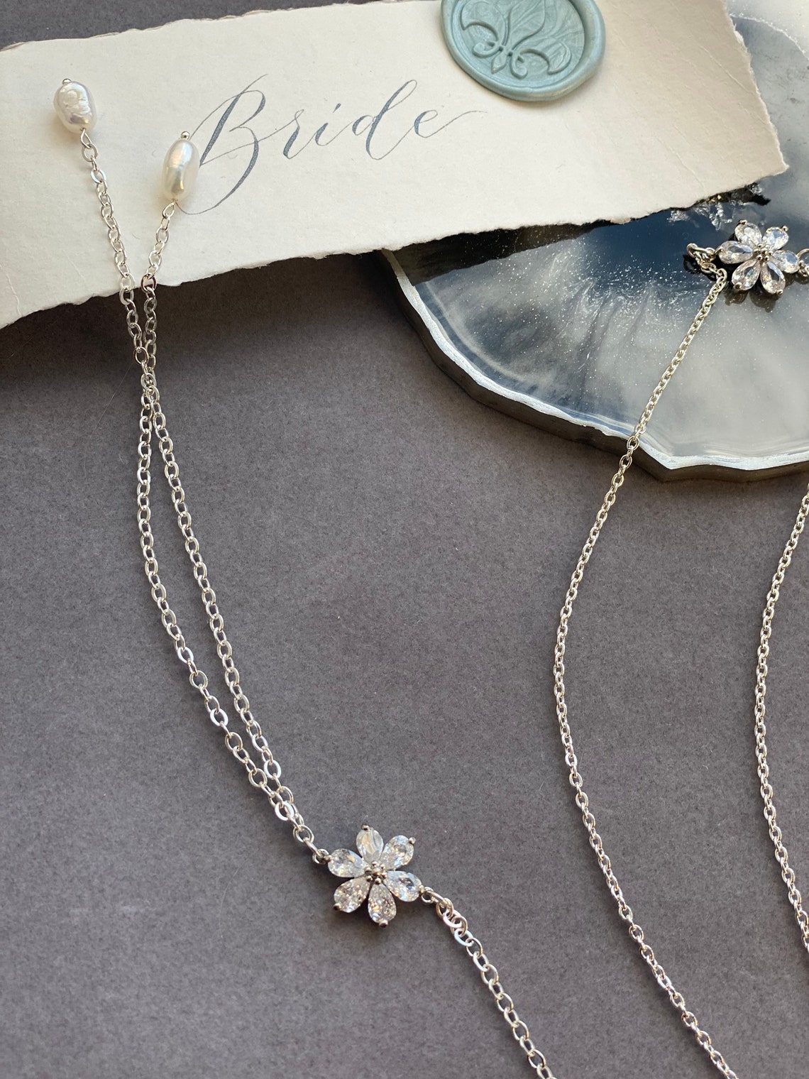 Silver Layered Back Necklace Bridal Accessories Silver Back - Etsy