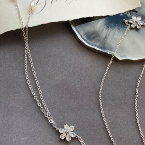 Silver Layered Back Necklace, Bridal Accessories, Silver Back Necklace ...