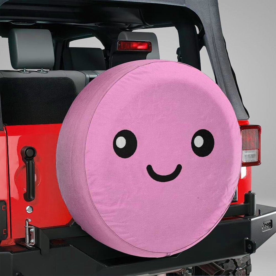 Kawaii Tire Cover, Cute Smiling Tire Cover, Pink Spare Tire Cover ...