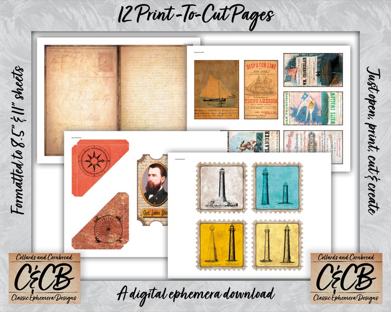Sea Captains Lighthouses and Clipper Ships Junk Journal Kit - Etsy