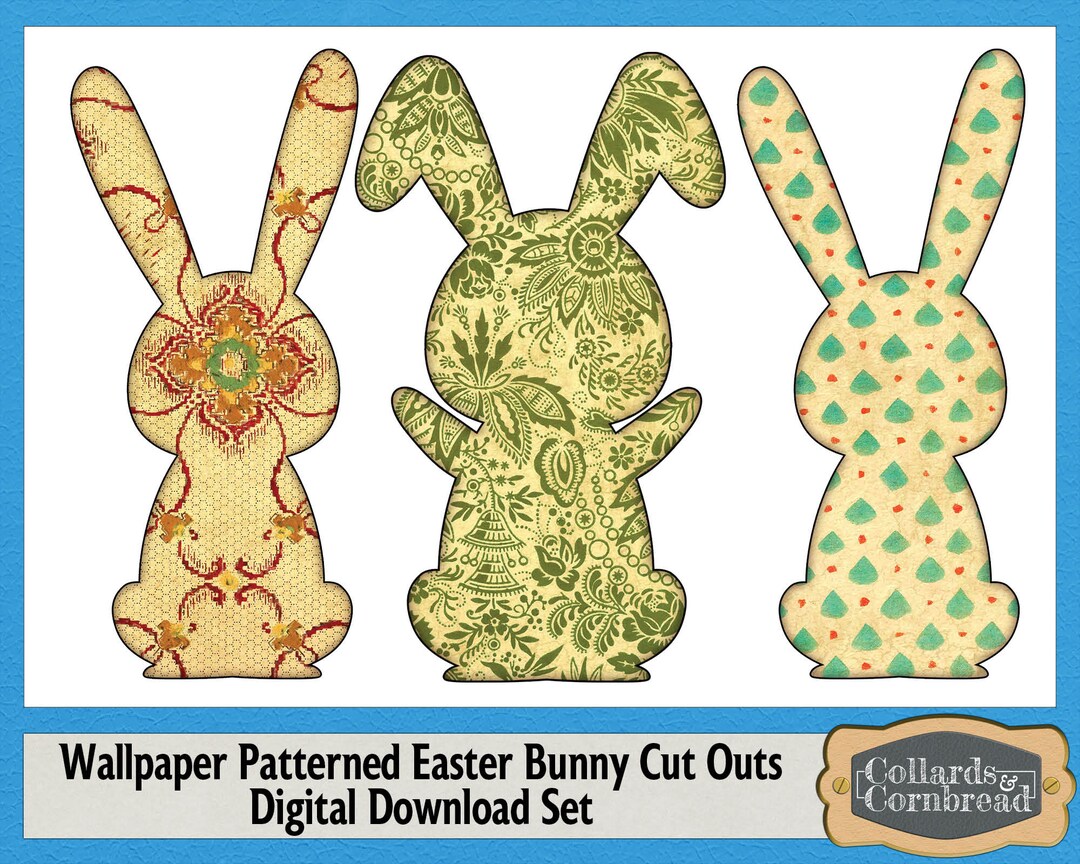 Patterned Easter Bunny Cutouts, Collage Ephemera (digital Download) - Etsy