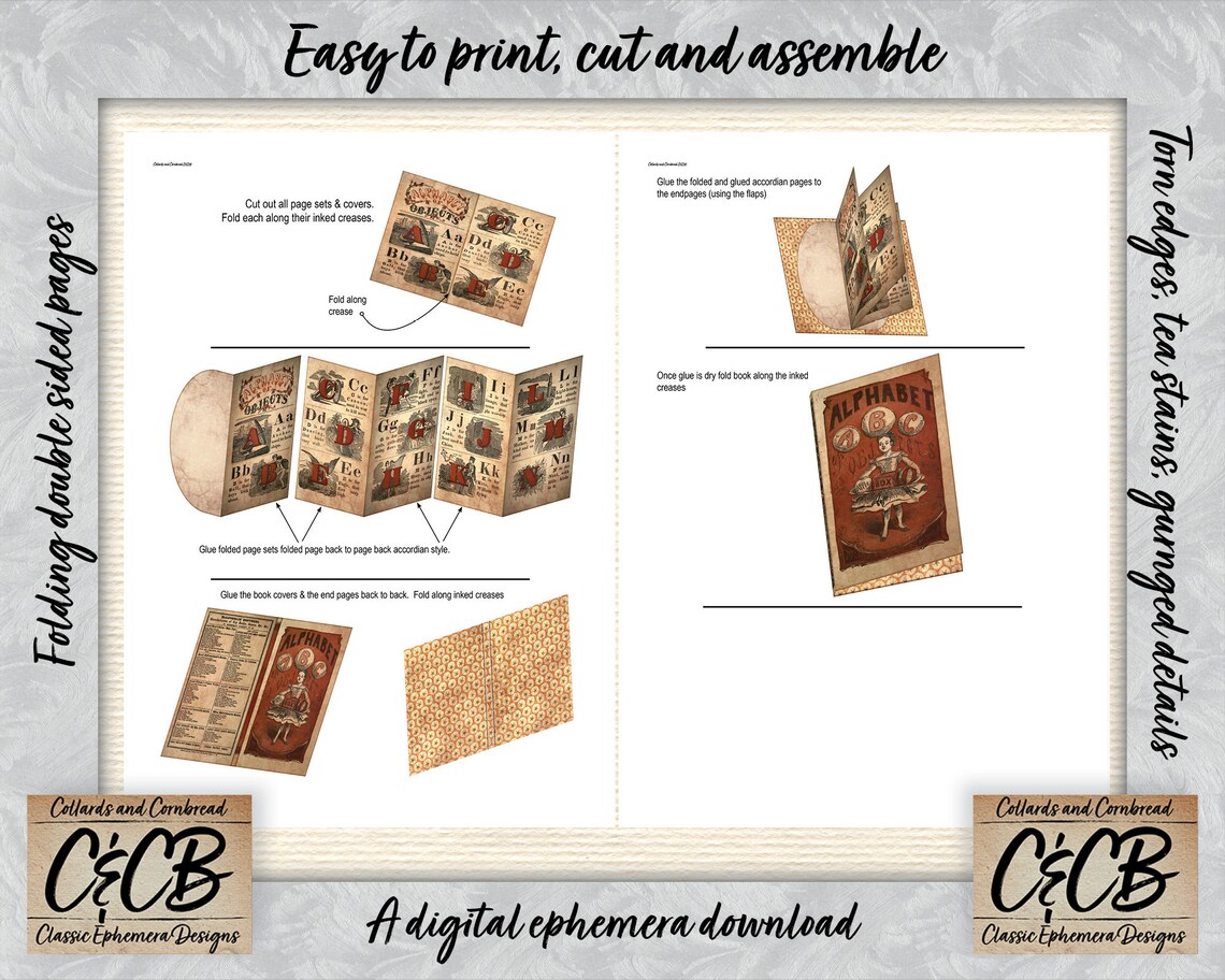 Alphabet of Objects ABC Reader Tea Stained Pocket Book Digital Download ...