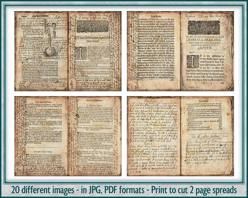Antique Distillation Recipe Book Pages Digital Download Print to Cut ...