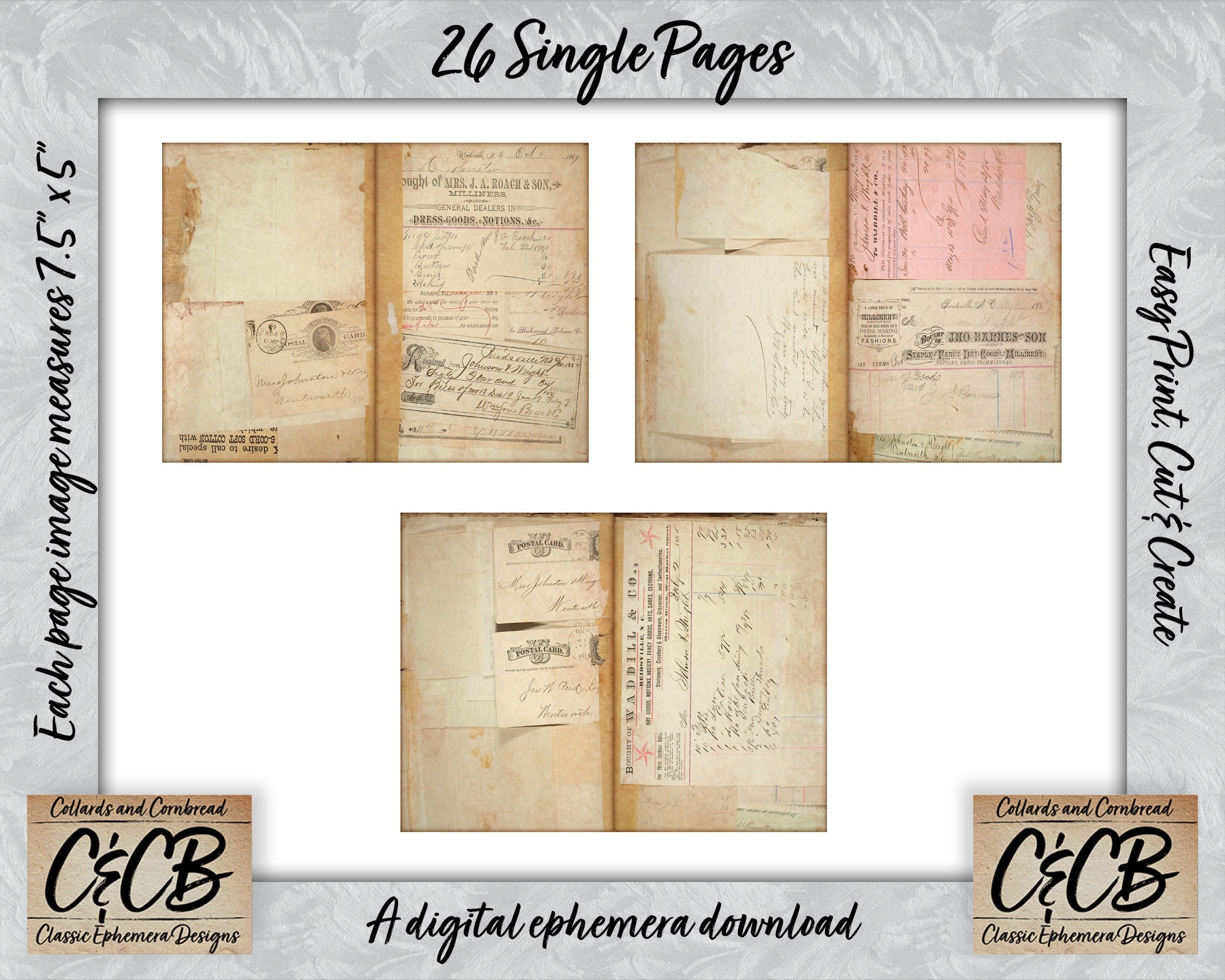Business Receipt Scrapbook Pages Financial Ephemera Digital Download ...