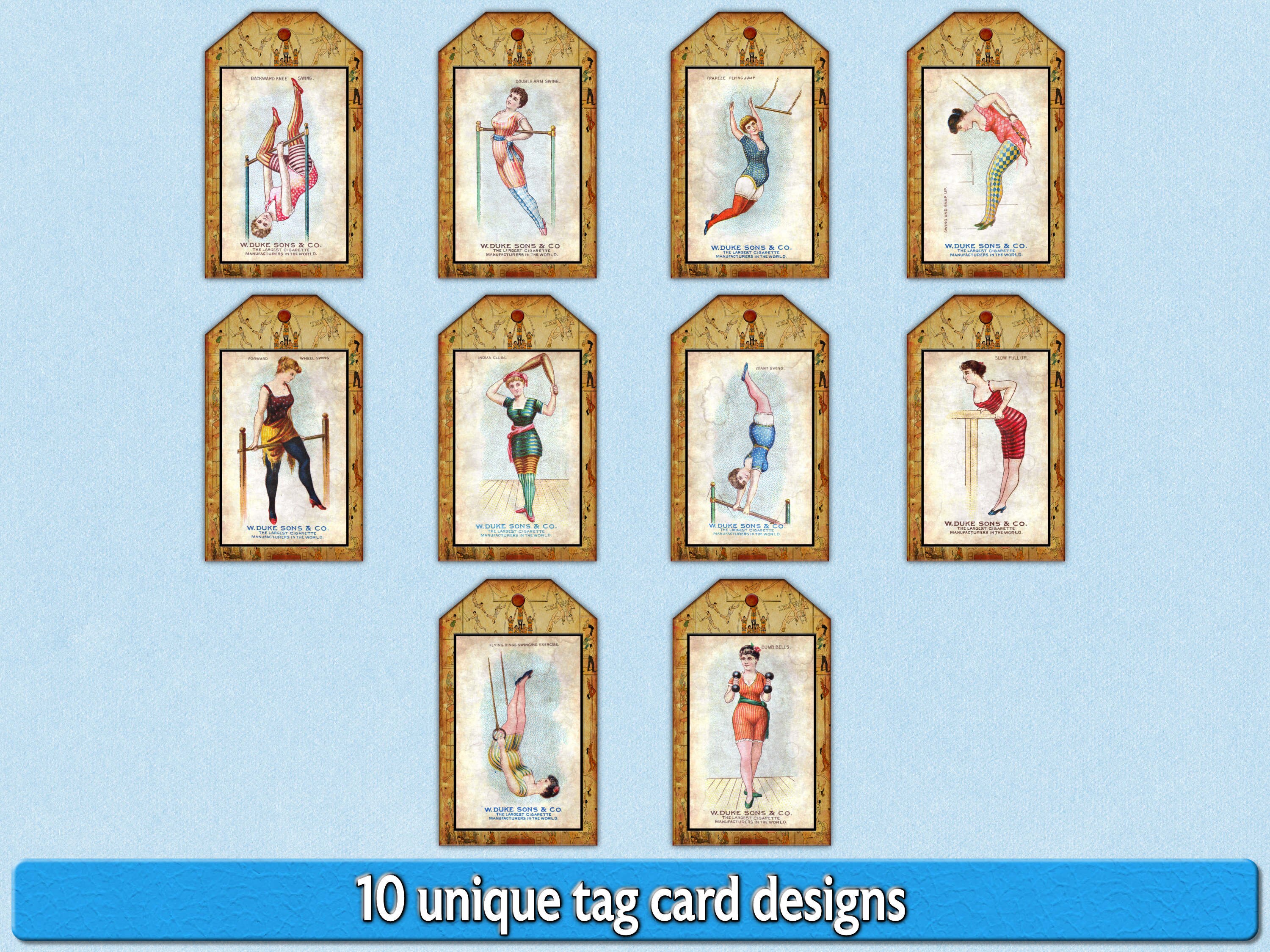 Victorian Gymnast Acrobatic Circus Ladies Journal Cards Digital ...