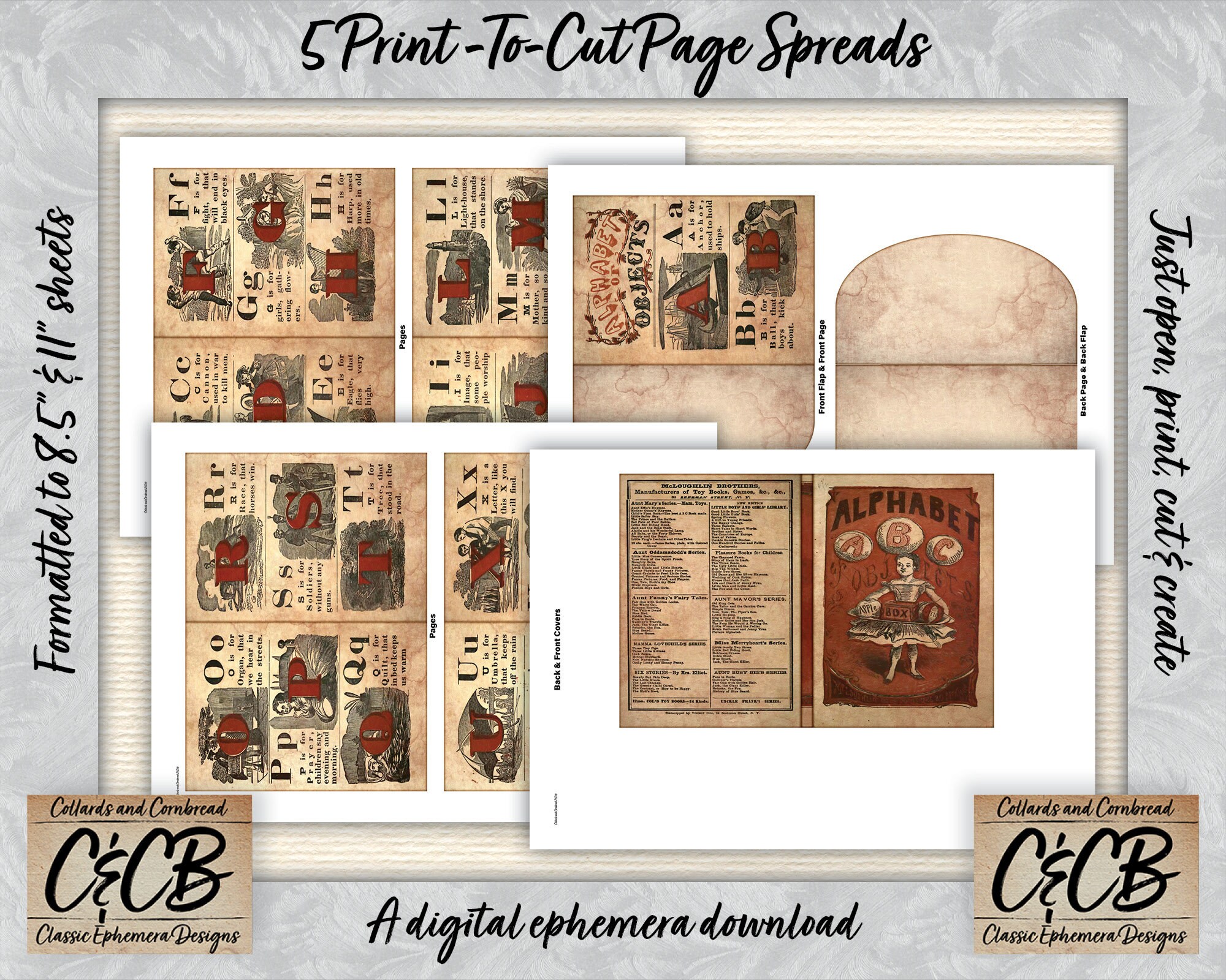 Alphabet of Objects ABC Reader Tea Stained Pocket Book Digital Download ...