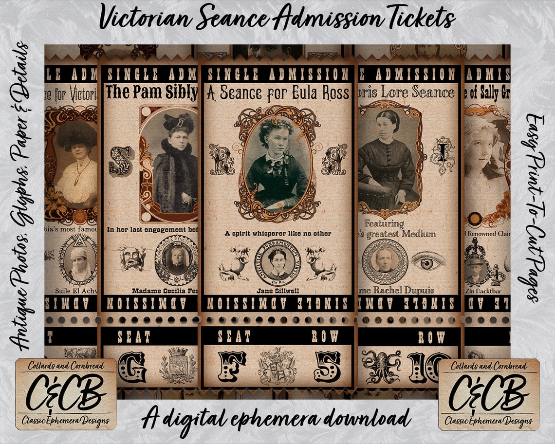 Victorian Seance Admission Ticket Set Printable Digital | Etsy