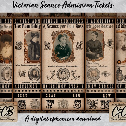 Victorian Seance Admission Ticket Set Printable Digital - Etsy
