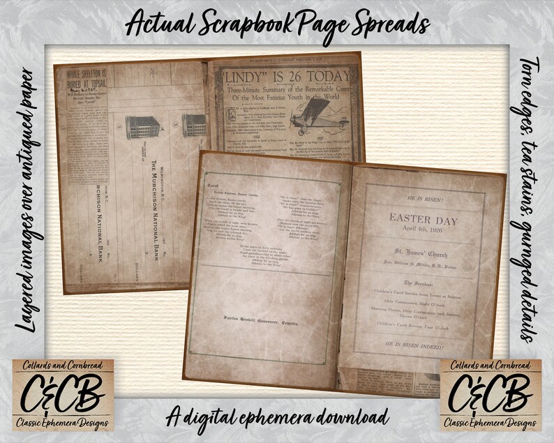 Antique Scrapbook Journal and Newspaper Clipping Pages Digital Download ...