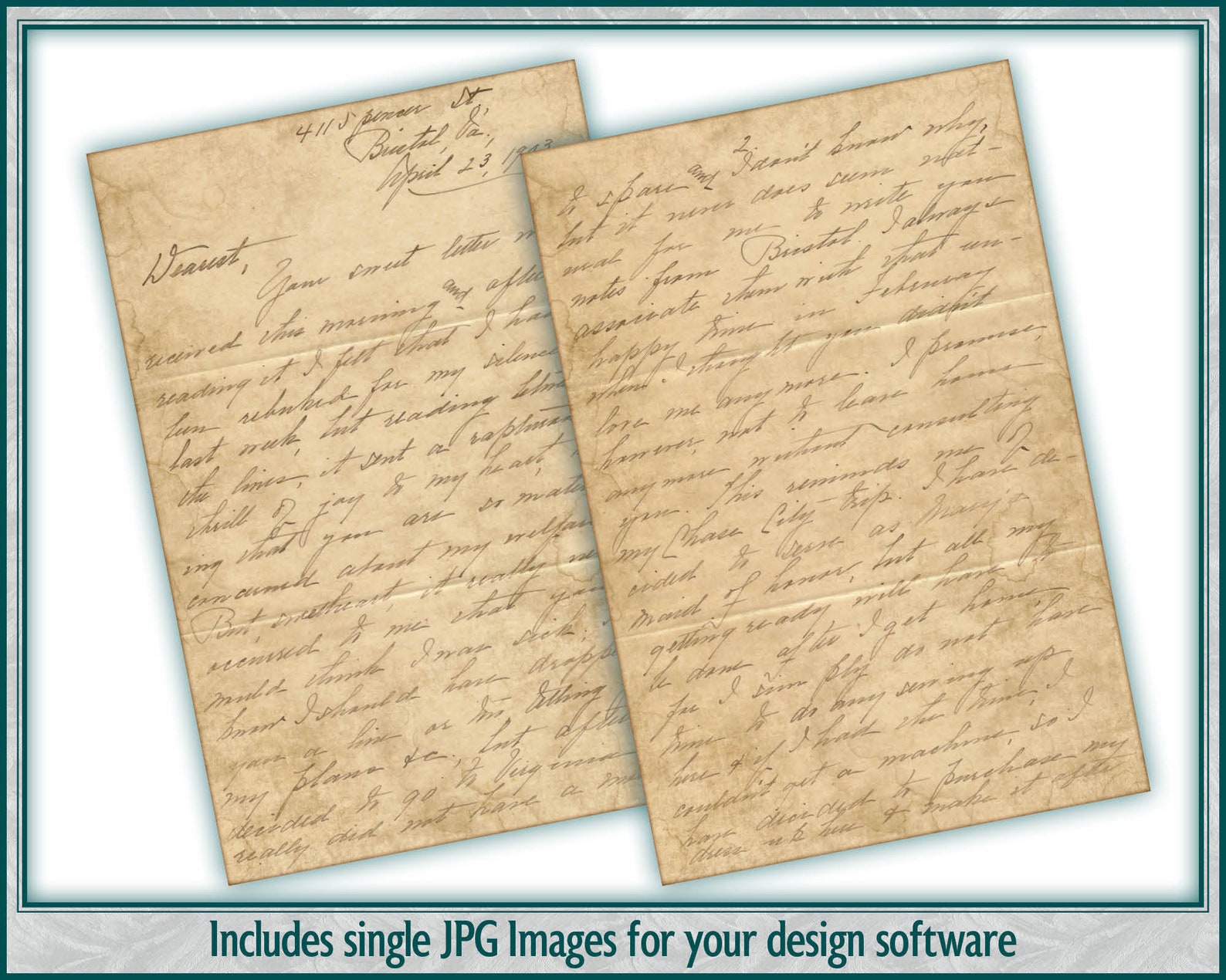 Antique Love Letters Ephemera, Vintage Envelope Pockets (digital ...