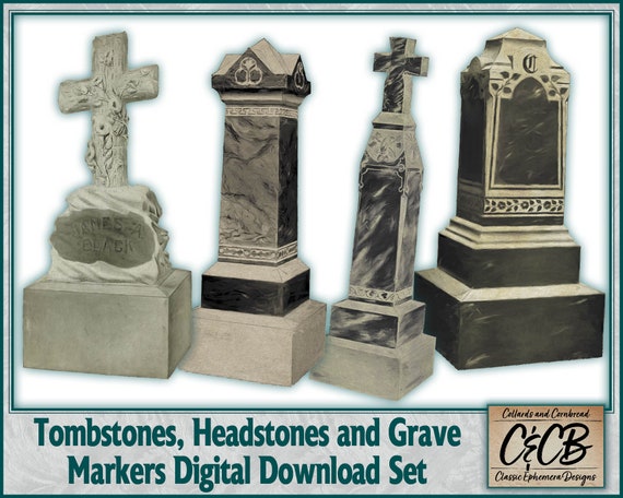 Tombstones Headstones and Grave Markers Digital Download Set - Etsy