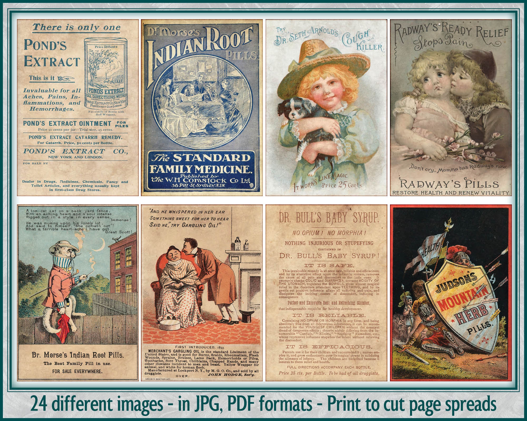 Antique Patent Medicine Advertising Cards, Ephemera Set (digital ...