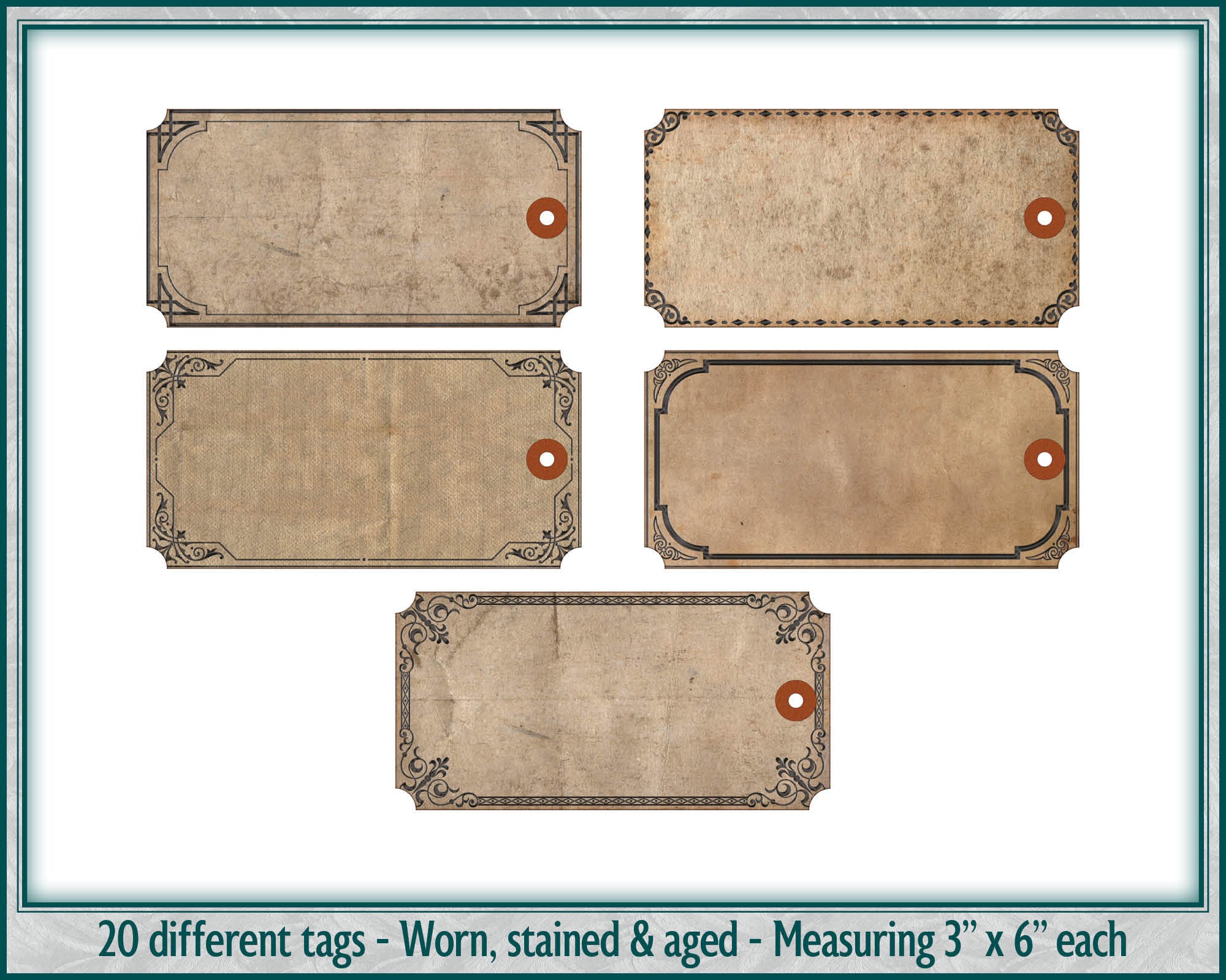 Stained Worn & Grunged Blank Tags Printable Digital Download - Etsy