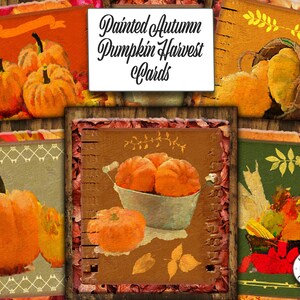 Fall Pumpkin Harvest Cards Printable Digital Download Ephemera Set for ...